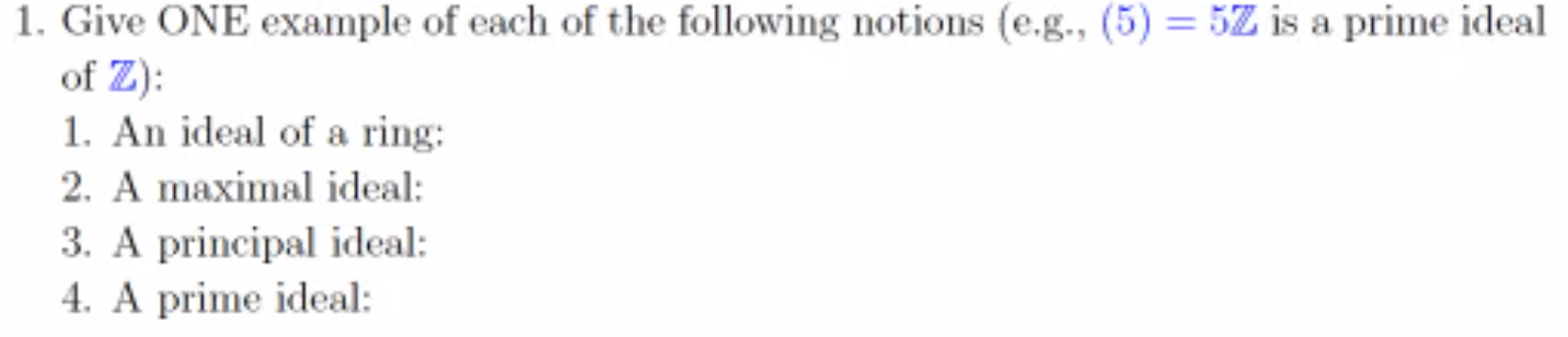 Solved 1 Give One Example Of Each Of The Following Notions