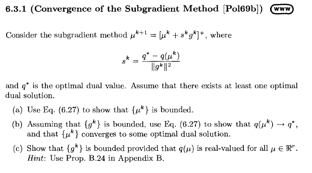 Solved 6.3.1 (Convergence of the Subgradient Method | Chegg.com