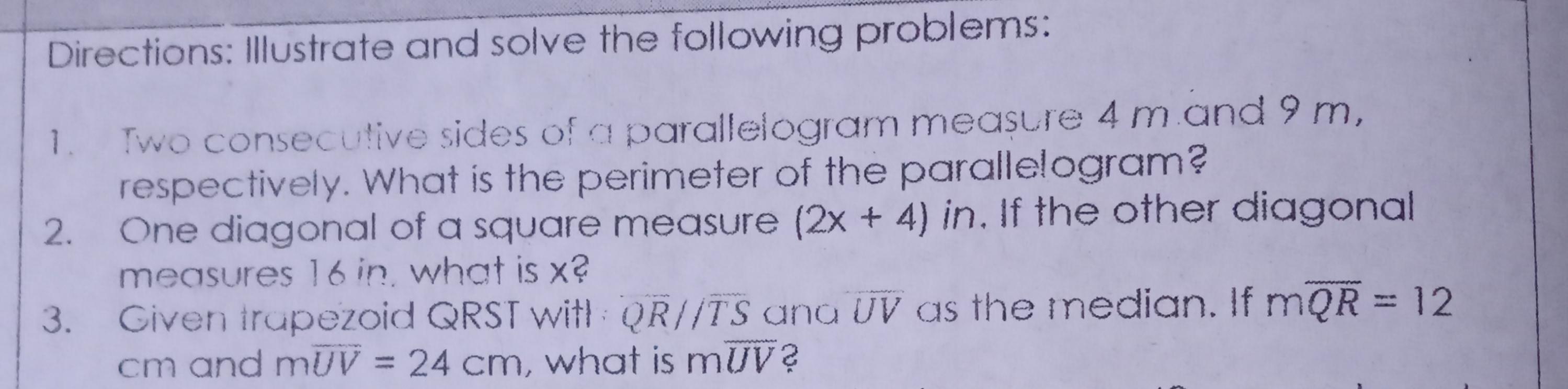 Solved Directions: Illustrate and solve the following | Chegg.com