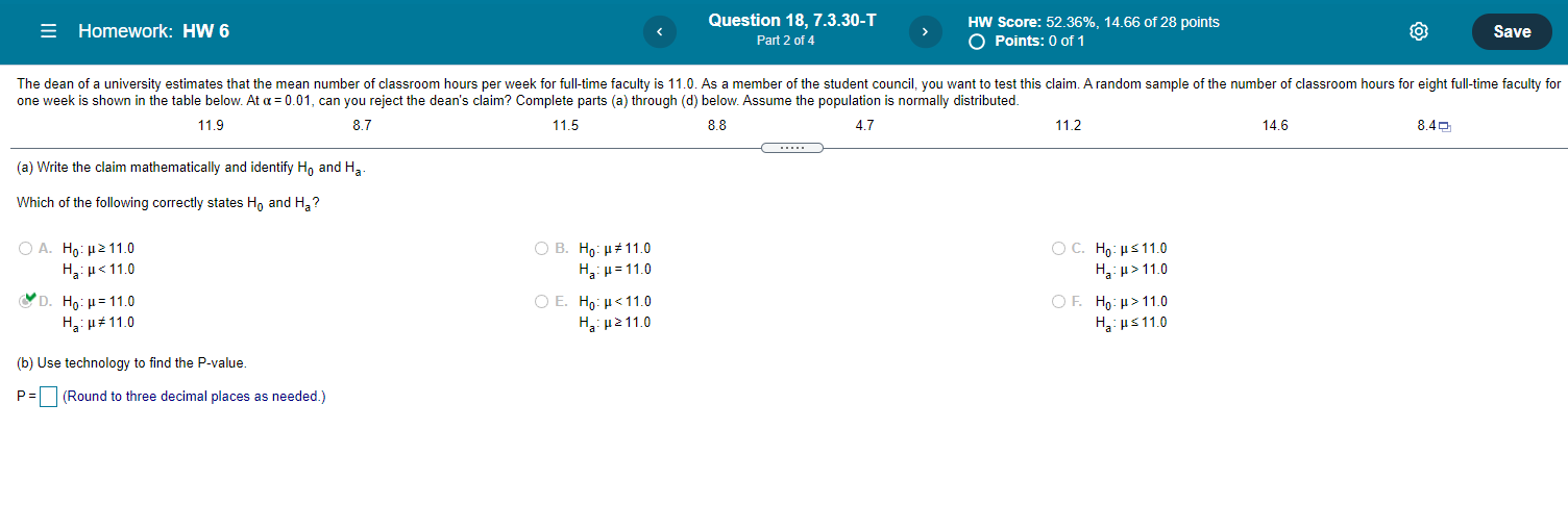 Solved = Homework: HW 6 Question 18, 7.3.30-T Part 2 of 4 HW | Chegg.com