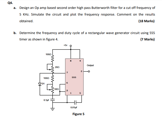 Solved Q4. a. Design an Op amp based second order high pass | Chegg.com
