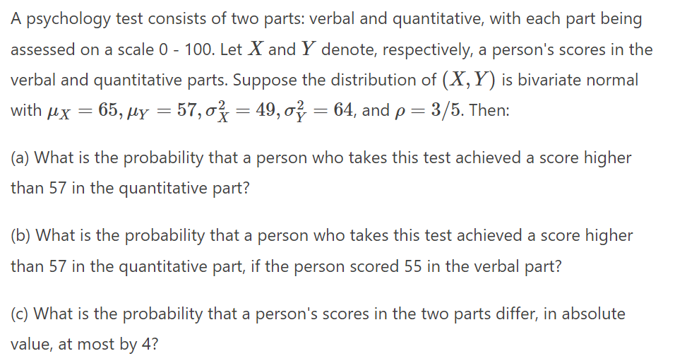 Solved A psychology test consists of two parts: verbal and | Chegg.com