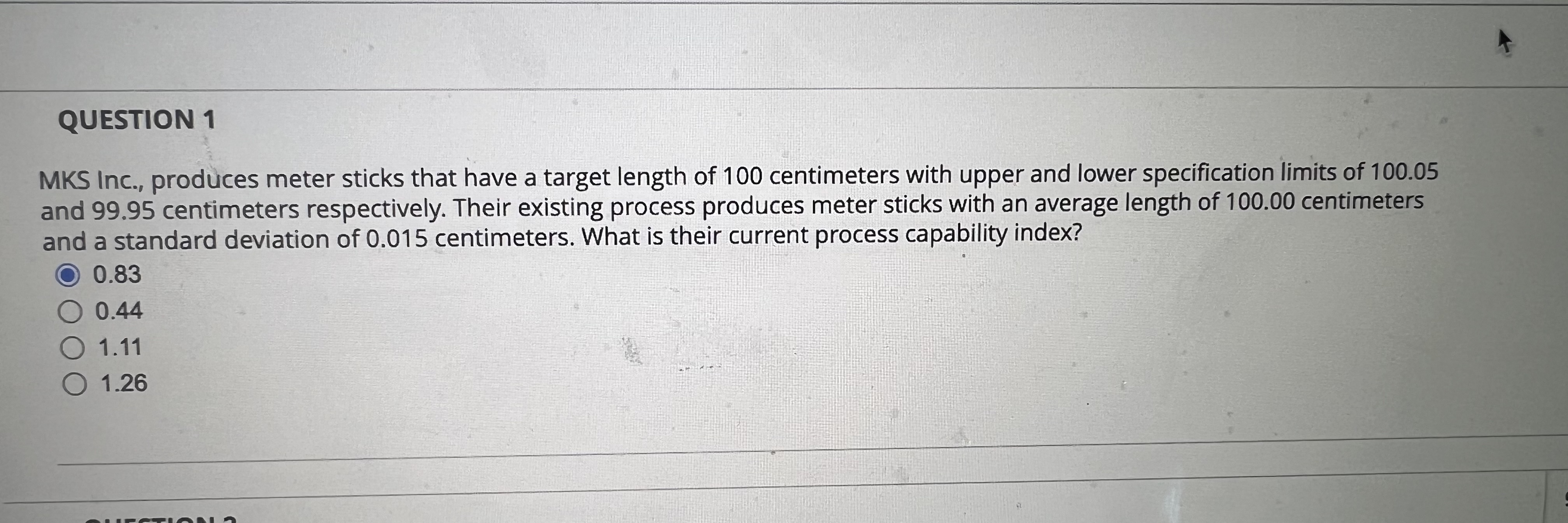 Solved MKS Inc., produces meter sticks that have a target | Chegg.com