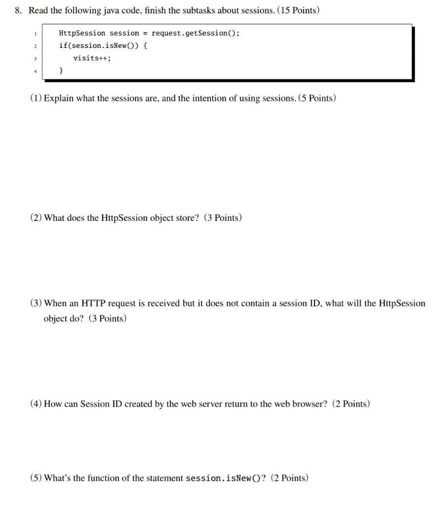 Solved 8. Read the following java code, finish the subtasks | Chegg.com
