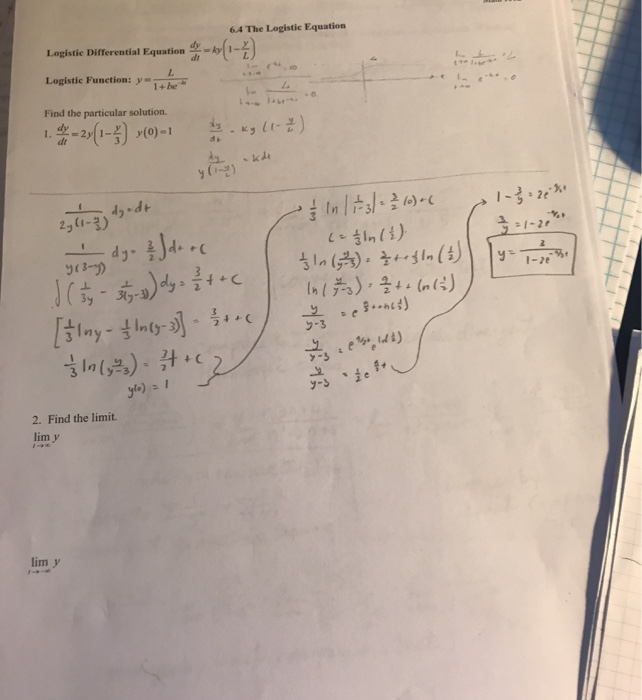 Solved 6.4 The Logistic Equation Logistic Differential | Chegg.com