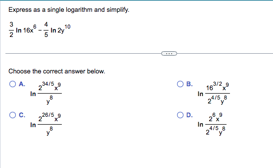 Solved Express as a single logarithm and simplify. | Chegg.com
