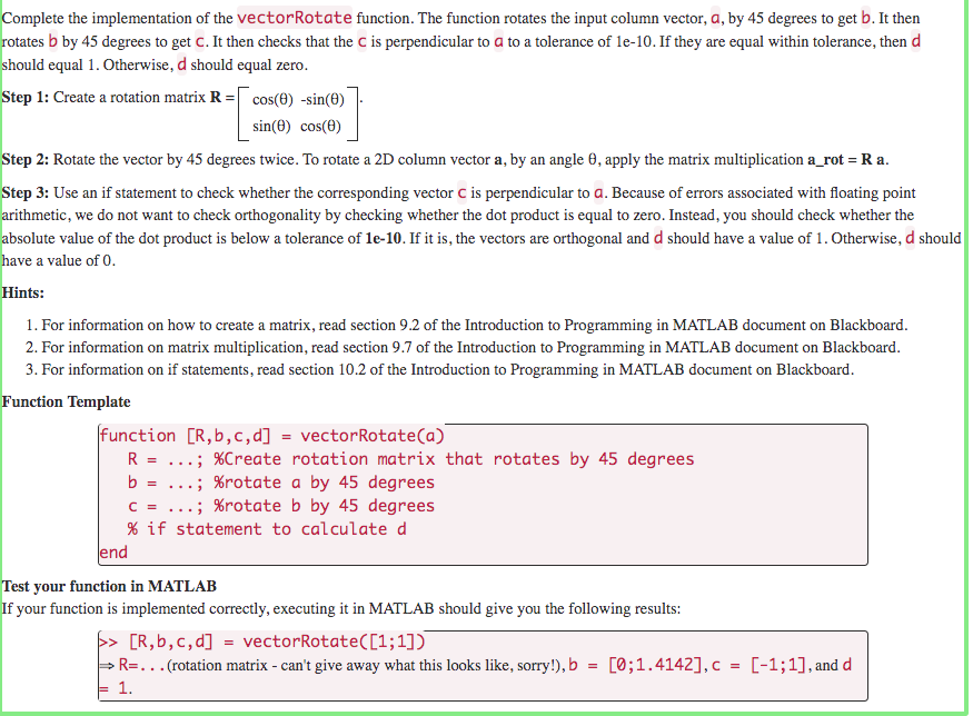 Solved Complete the implementation of the vector Rotate | Chegg.com