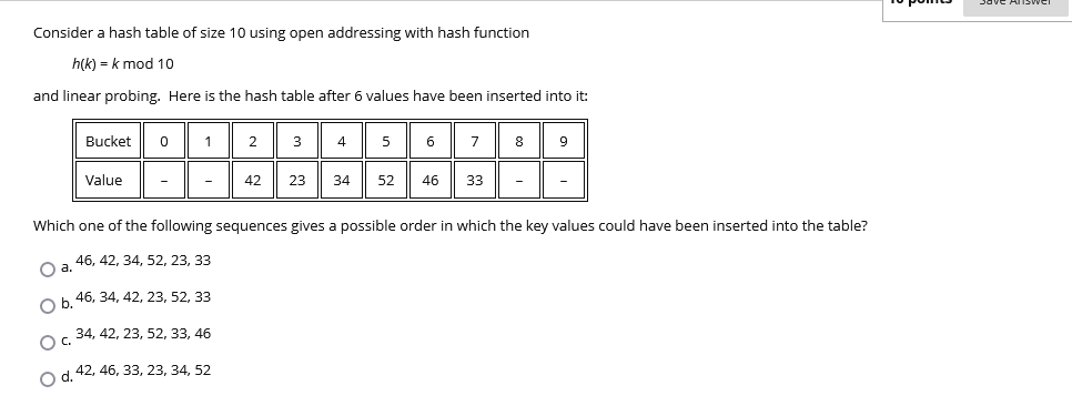 Solved Consider a hash table of size 10 using open | Chegg.com