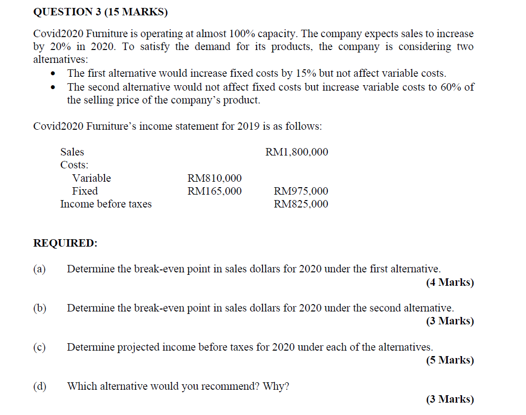 Solved THE QUESTIONS IS : (a) Determine the break-even | Chegg.com