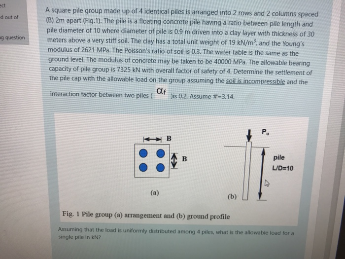 Solved ect ed out of ng question A square pile group made up | Chegg.com