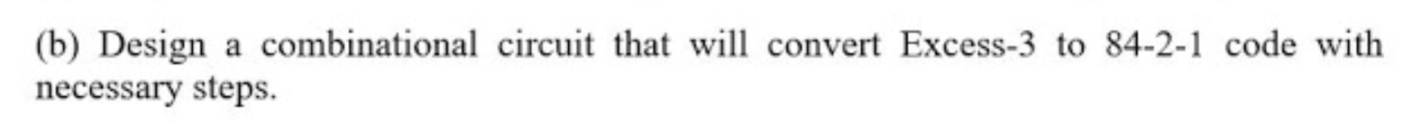 Solved (b) Design a combinational circuit that will convert | Chegg.com