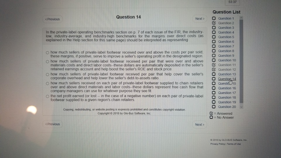 Solved Question List Question 7 Next O Question 1 Previous | Chegg.com