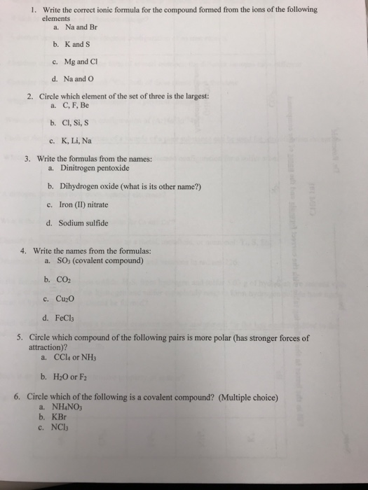 Solved Write the correct ionic formula for the compound | Chegg.com