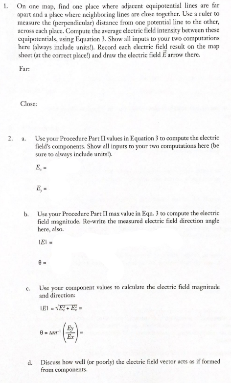 Solved 2. a) use your Procedure Part II values in Equation | Chegg.com