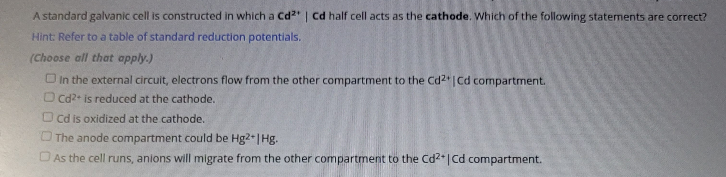 Solved A standard galvanic cell is constructed in which a | Chegg.com