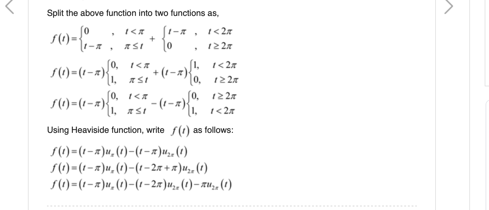 Solved Split the above function into two functions as, τω- . | Chegg.com