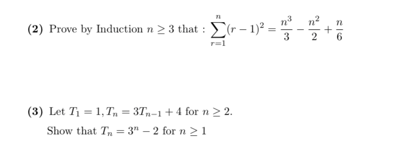 Solved (2) Prove by Induction n≥3 that : | Chegg.com