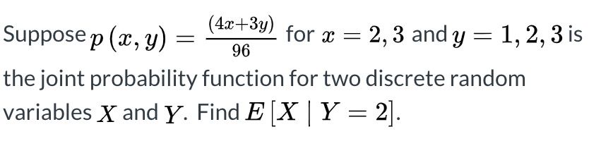 Solved 96 Supposep (x, y) = (42789) for x = 2, 3 and y = 1, | Chegg.com