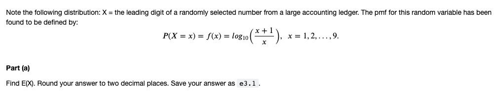 Solved Note the following distribution: X = the leading | Chegg.com