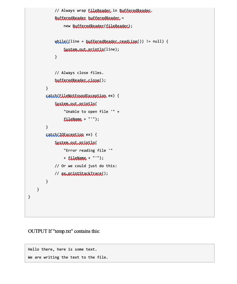 Solved Writing Text Files in Java Here's an example program | Chegg.com