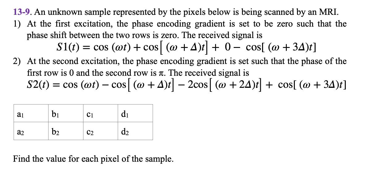 13-9. An unknown sample represented by the pixels | Chegg.com