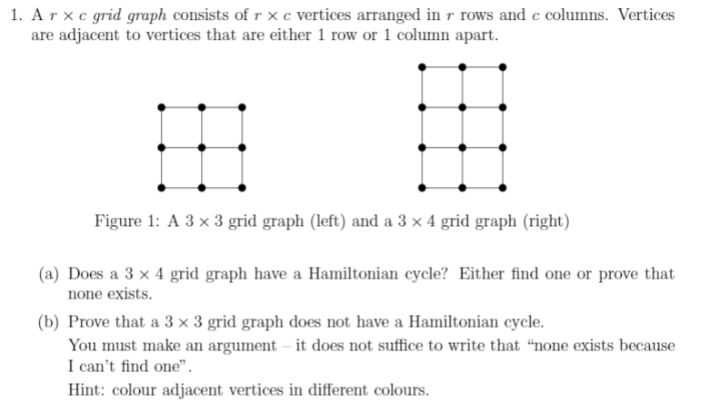 Solved 1. A r xc grid graph consists of r xc vertices | Chegg.com