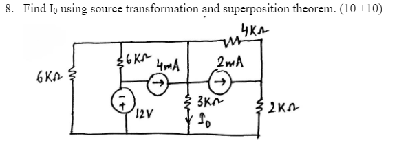 Solved 8. Find Io using source transformation and | Chegg.com
