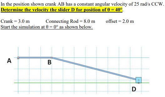 Solved In the position shown crank AB has a constant angular | Chegg.com