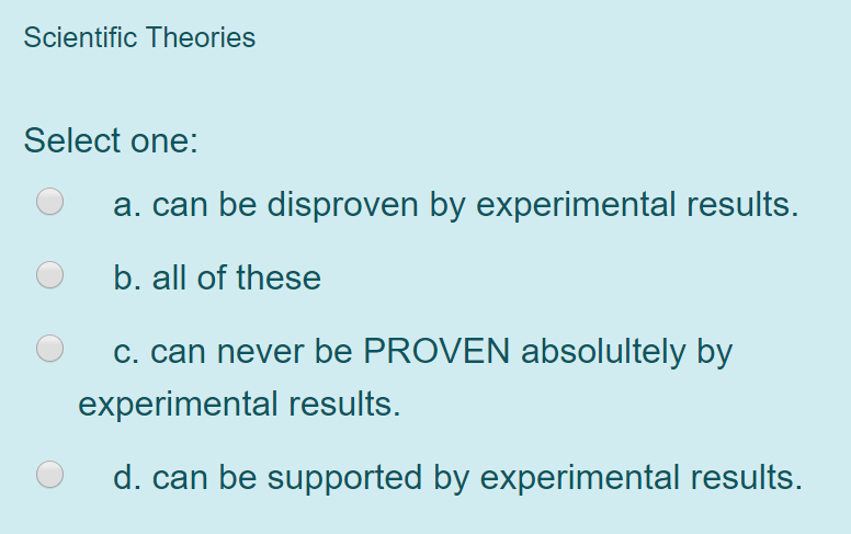 Solved Scientific Theories: a. can be disproven by | Chegg.com