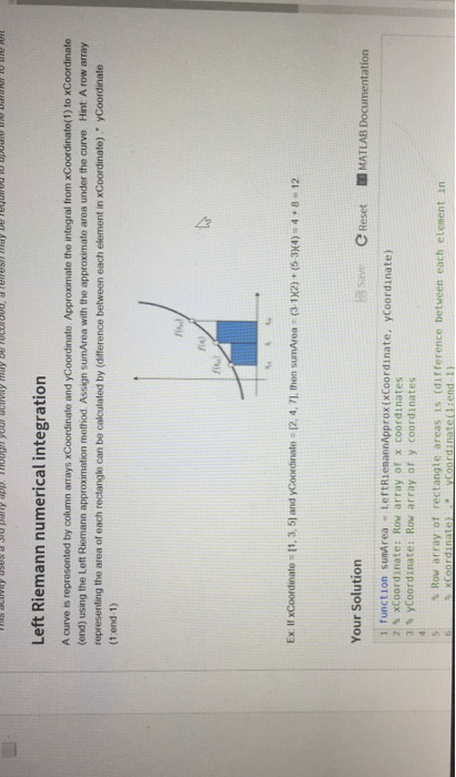 Solved Left Riemann numerical integration A curve is | Chegg.com