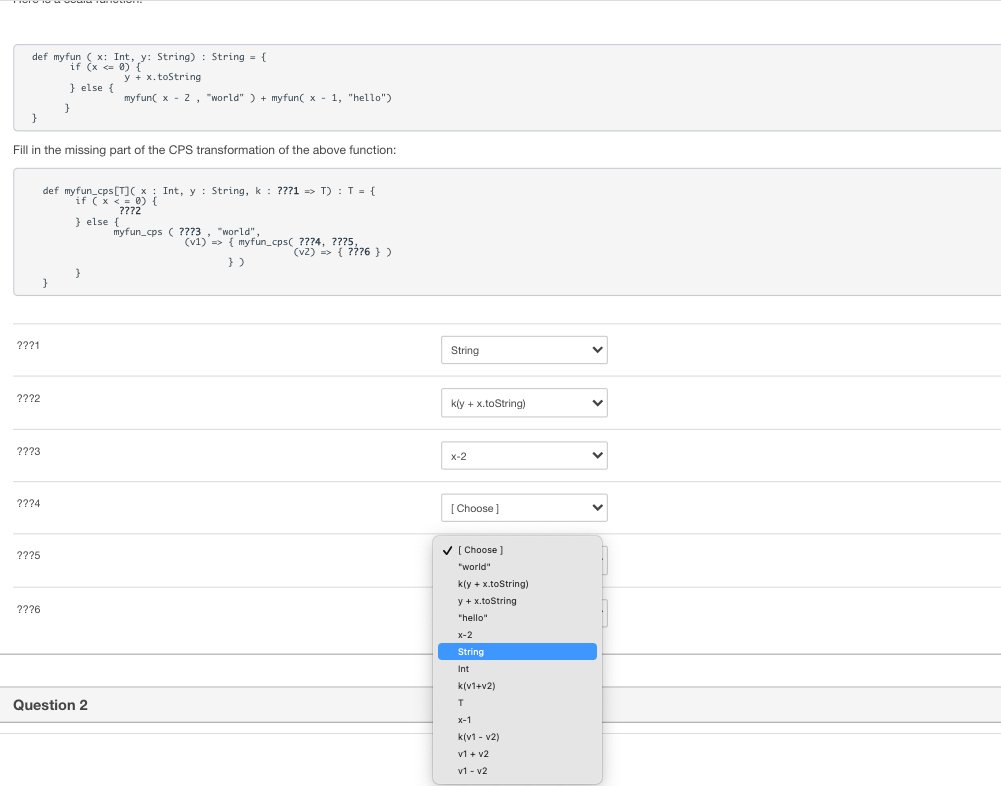 Solved def myfun x: Int, y: String): String = { if (x ) { y | Chegg.com Solved def myfun x: Int, y: String): String = { if (x ) { y | Chegg.com