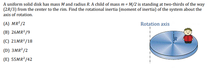 Solved A uniform solid disk has mass M and radius R. A child | Chegg.com