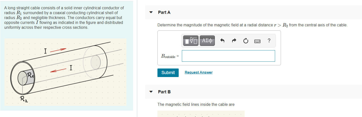 Solved Part A A long straight cable consists of a solid | Chegg.com