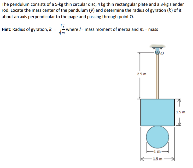 Solved The pendulum consists of a 5-kg thin circular disc, 4 | Chegg.com