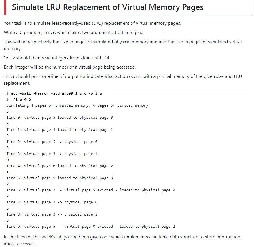 Solved Simulate LRU Replacement of Virtual Memory Pages Your | Chegg.com