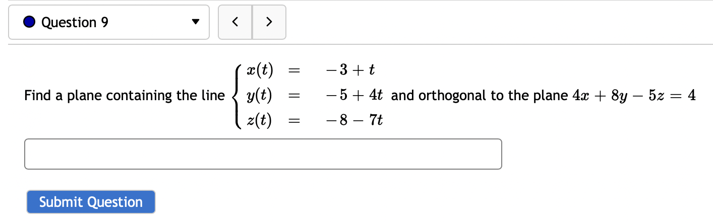 Solved Find a plane containing the line | Chegg.com