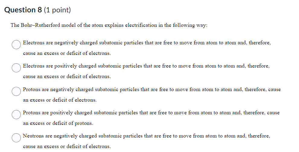 Solved Question 8 (1 ﻿point)The Bohr-Rutherford model of the | Chegg.com