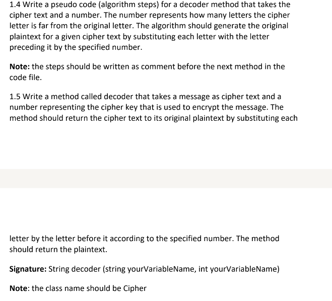 Solved 1.4 Write a pseudo code (algorithm steps) for a | Chegg.com
