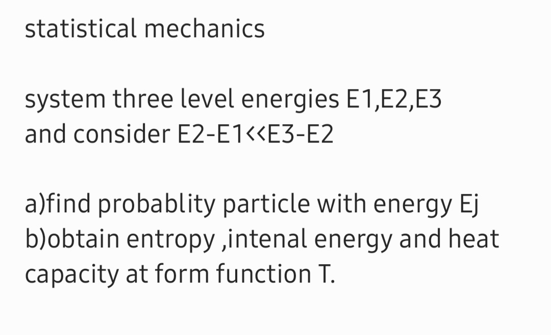 Solved statistical mechanics system three level energies | Chegg.com