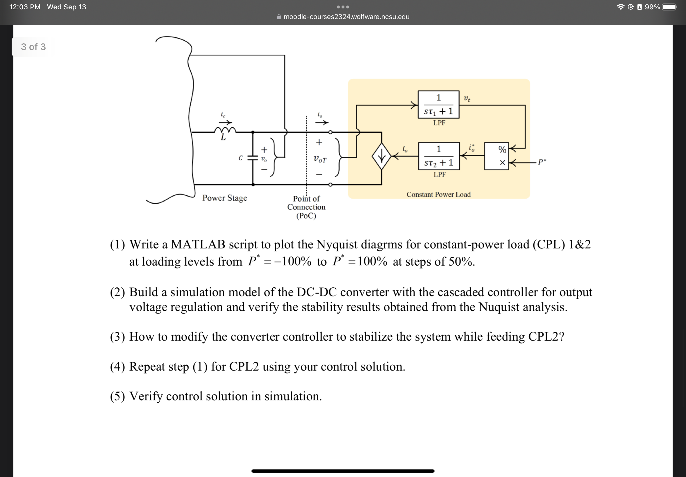 Use the following converter and constant power load | Chegg.com