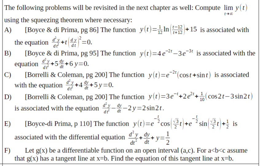 Solved The following problems will be revisited in the next | Chegg.com