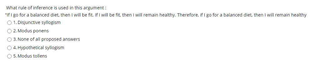 Solved What rule of inference is used in this argument: "If | Chegg.com