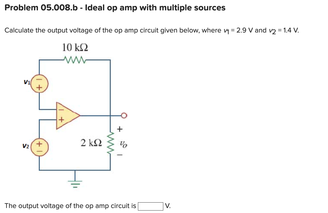 Solved Problem 05.008.a - Ideal op amp driven by Current | Chegg.com