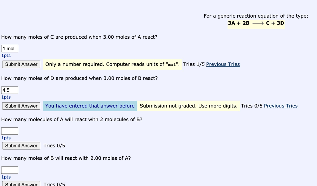 Solved For a generic reaction equation of the type: 3A + 2B | Chegg.com