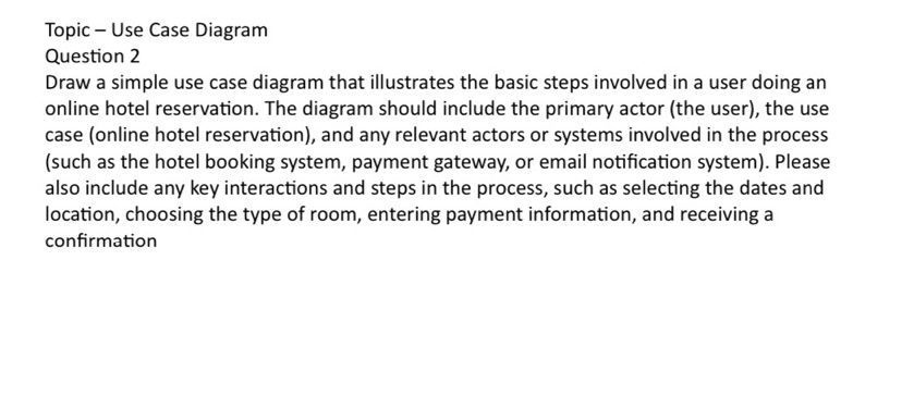 Solved Topic - Use Case Diagram Question 2 Draw a simple use | Chegg.com