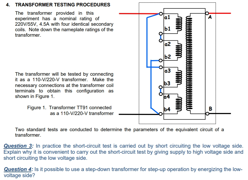 Solved 4 Transformer Testing Procedures The Transformer