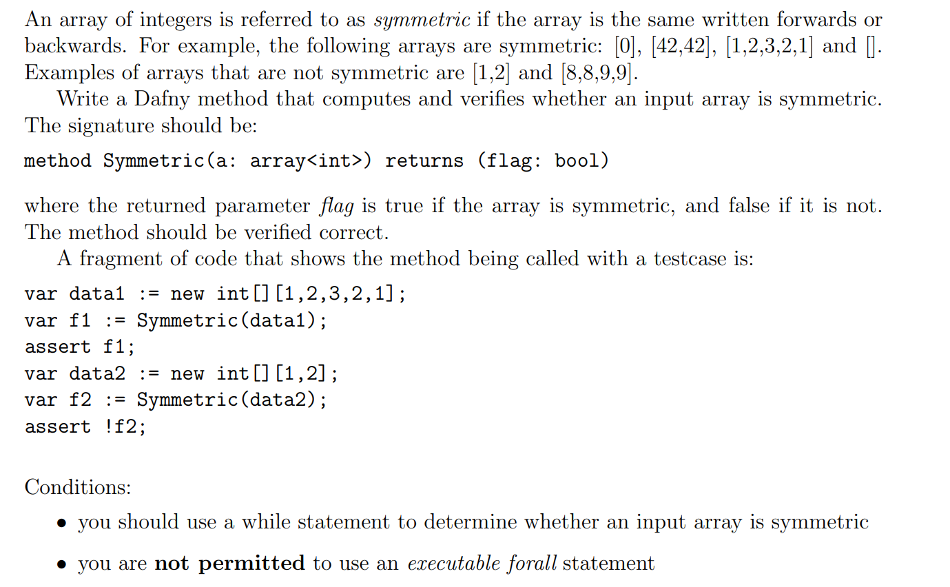 Solved An array of integers is referred to as symmetric if | Chegg.com