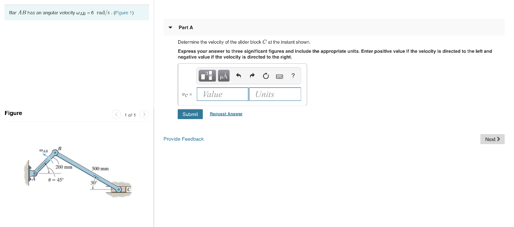 Solved Bar AB has an angular velocity ωAB = 6 rad/s | Chegg.com