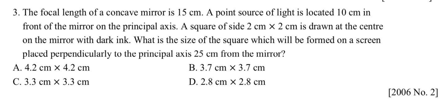 Solved 3. The focal length of a concave mirror is 15 cm. A | Chegg.com