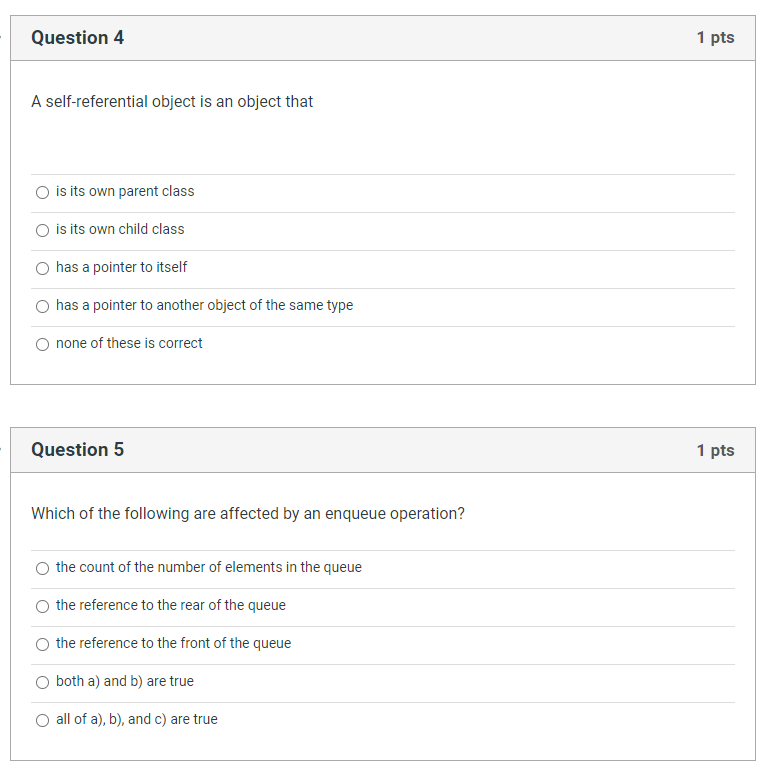 Solved Question 1 1 pts Traversing a linked list is the | Chegg.com